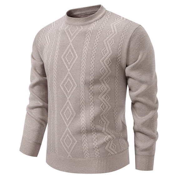 DAFPZW Mens Cable Knit Sweater Casual Long Sleeve Crew Neck Pullover ...
