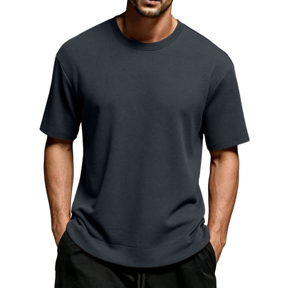 DAFPZW Mens Casual Sport Textured T-Shirt Stretch Crew Neck Short ...