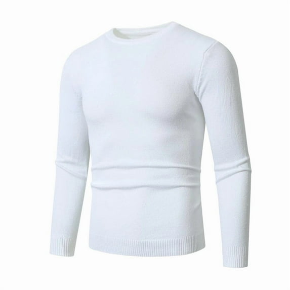 DAFPZW Mens Crewneck Sweater Pullover Knit Sweater Lightweight Solid ...
