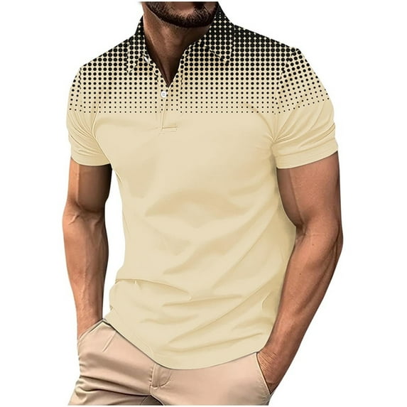 DAFPZW Mens Golf Shirts Casual Striped Button Down T-shirts Summer ...