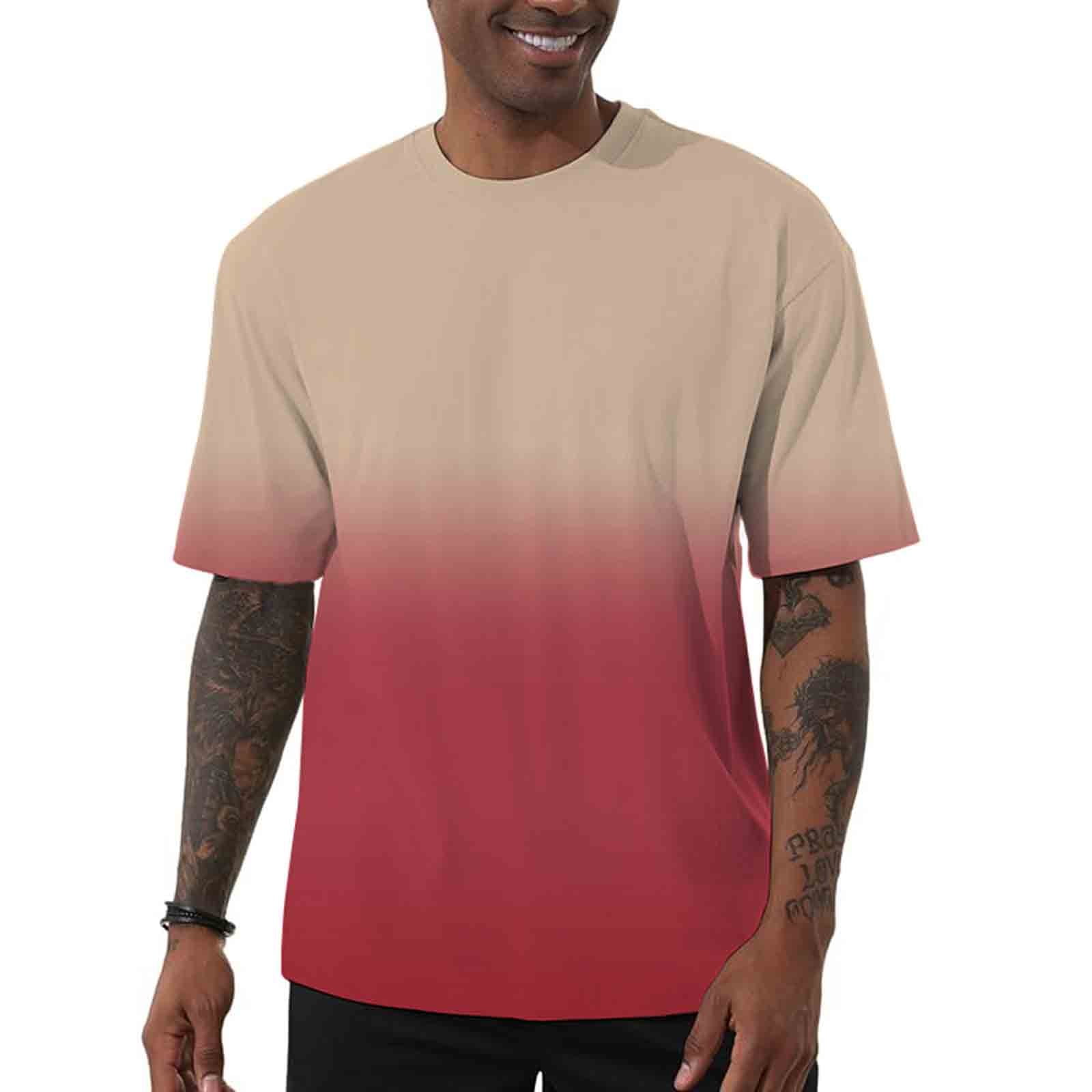 DAFPZW Mens Gradient T-Shirt Short Sleeve Crew Neck Casual Tees ...