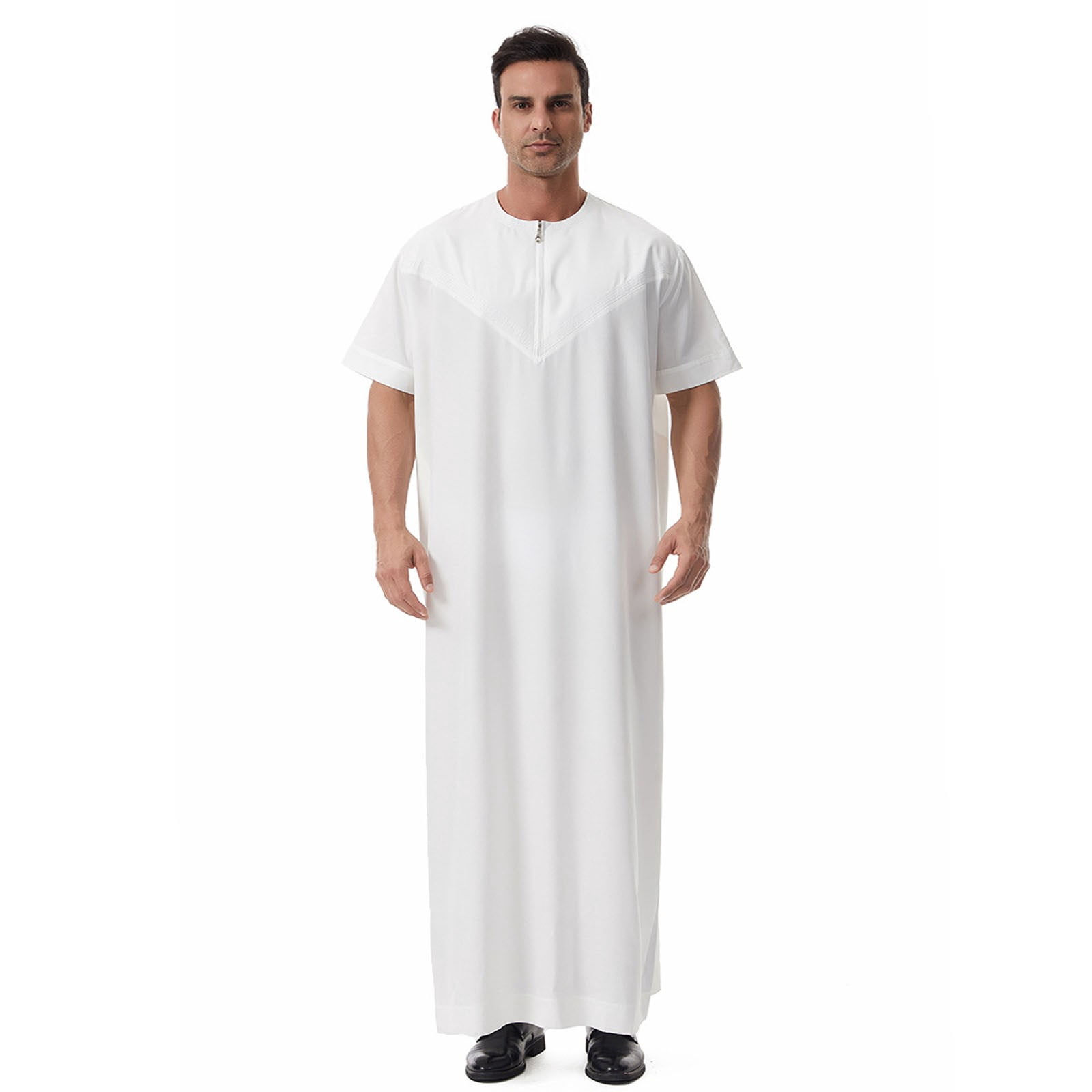 DAFPZW Mens Muslim Thobe Islamic Ramadan Thobes Arabic Long Sleeve Robe ...