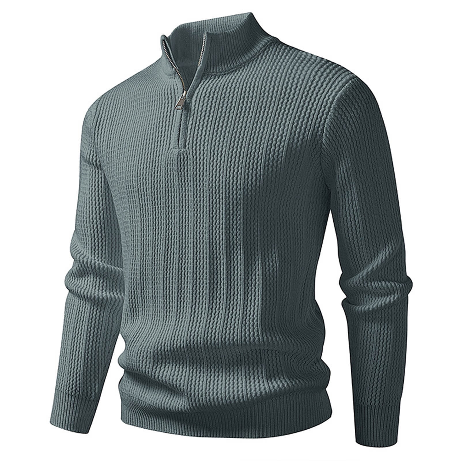 DAFPZW Mens Quarter Zip Sweater Casual Slim Fit Pullovers Sweaters Knit ...