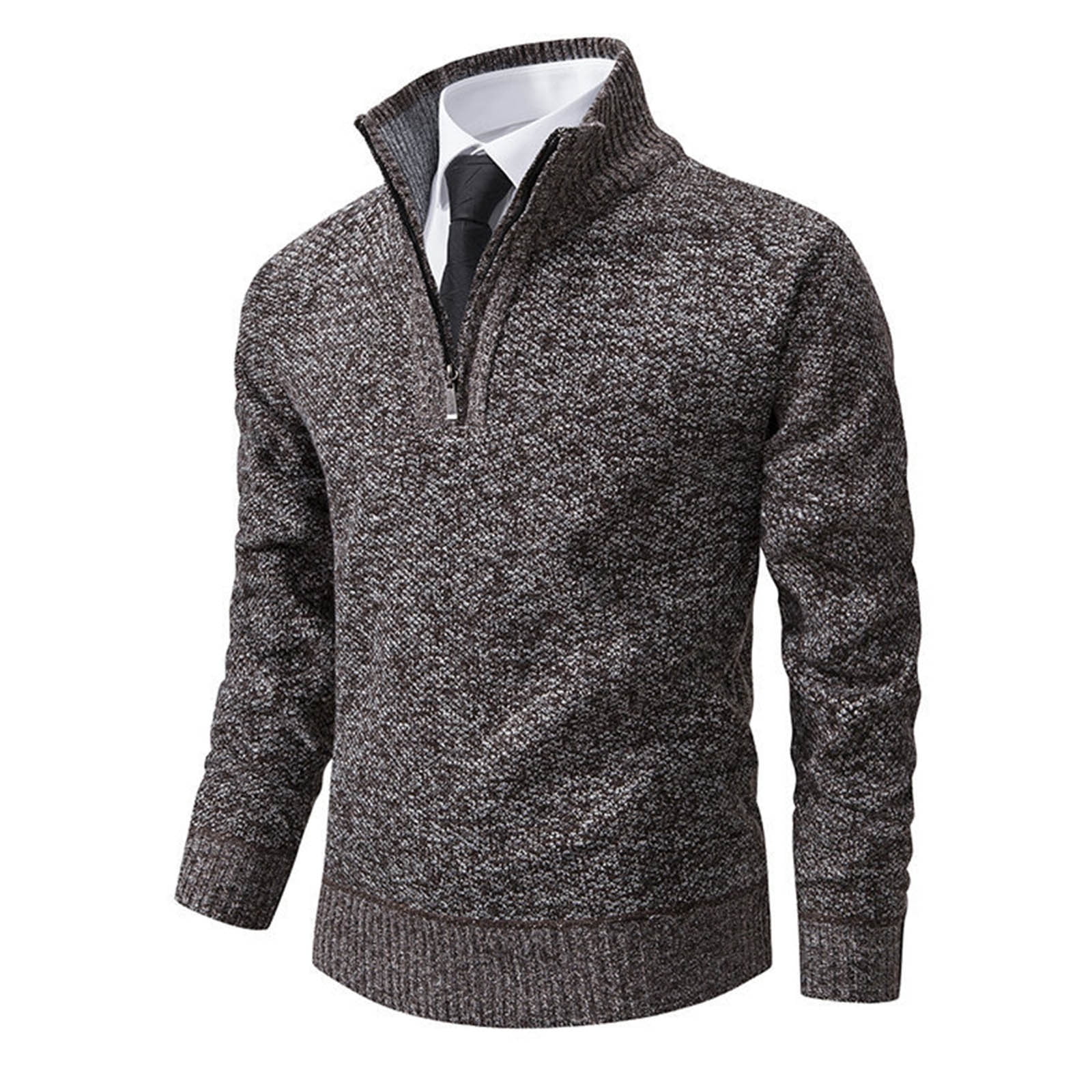 DAFPZW Mens Quarter-Zip Sweaters Stand Collar Pullovers Winter Fleece ...