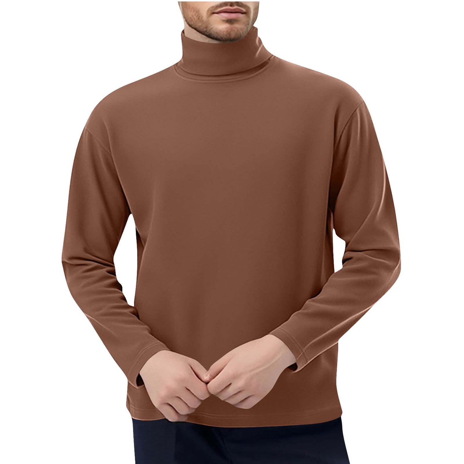 DAFPZW Mens Turtleneck Shirt Long Sleeve Solid Thermal Compression ...