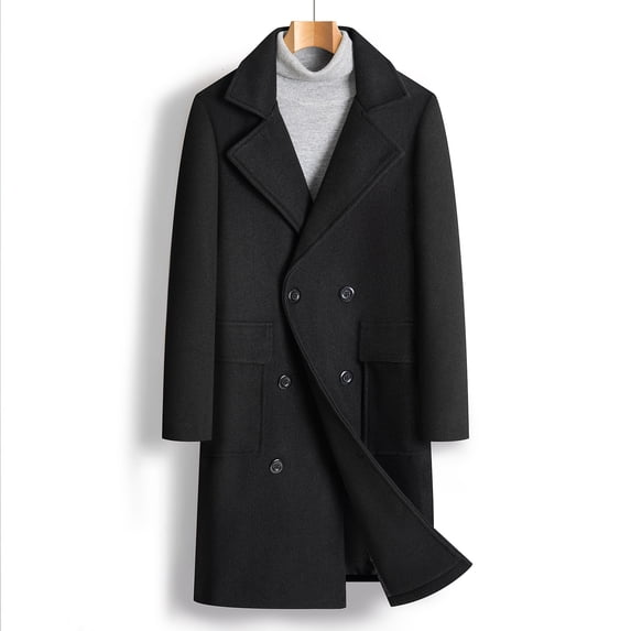 DAFPZW Mens Wool Blend Overcoat Double Breasted Fall Winter Outerwear ...