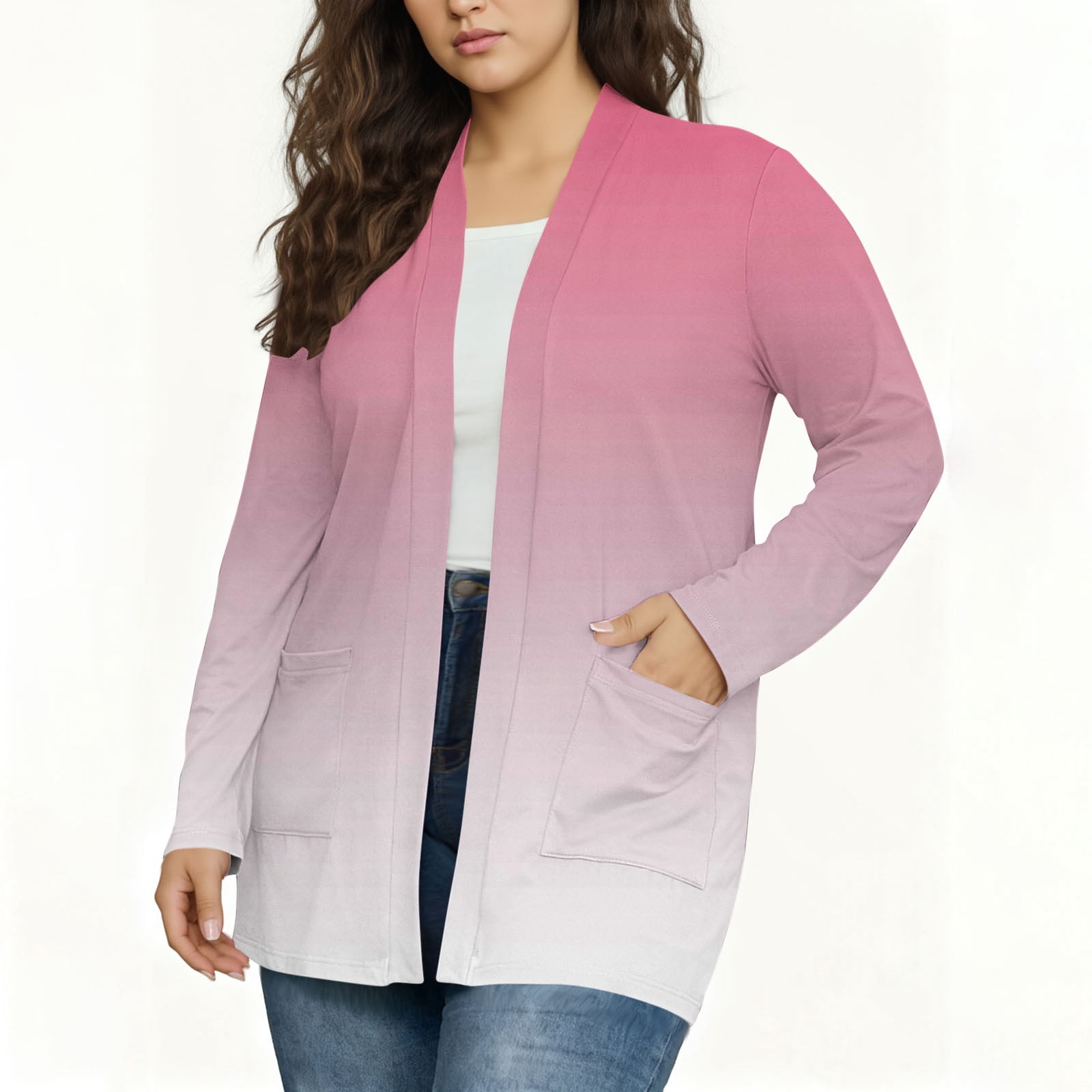 DAFPZW Plus Size Lightweight Cardigan for Women With Pockets Long ...