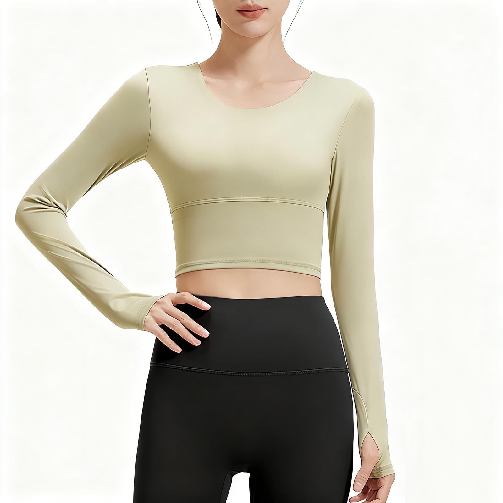 DAFPZW Solid Color Seamless Crop Workout Tops for Women Athletic ...