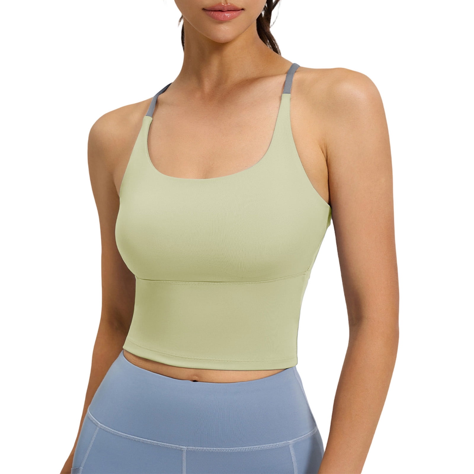 DAFPZW Sports Bra Criss Cross Tank Tops Womens Plain Criss Cross Back ...