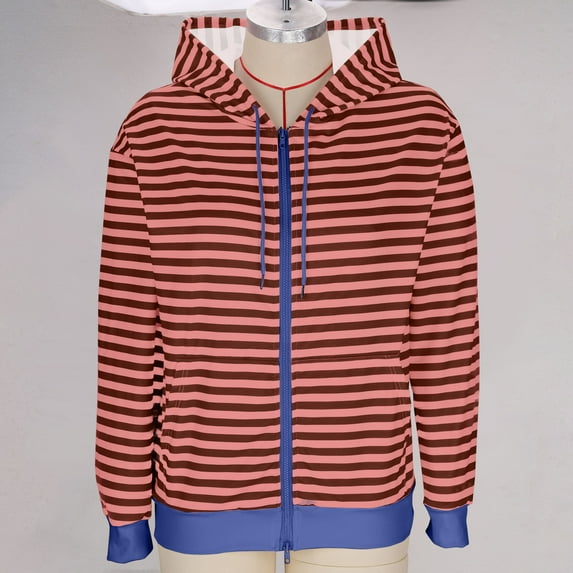 DAFPZW Striped Zip Up Hoodie for Women Oversized Sweatshirt Hoodies ...