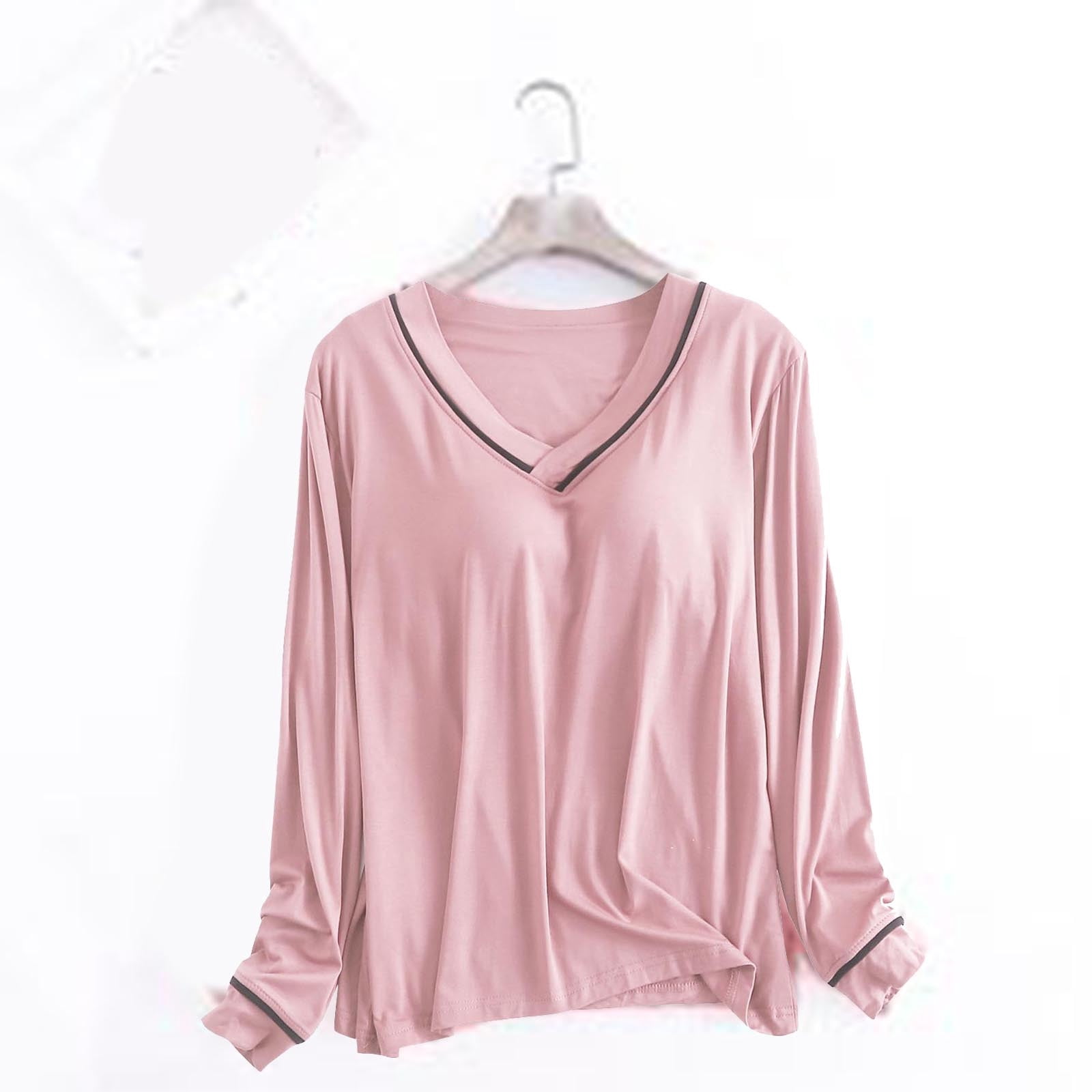 DAFPZW T-shirt with Built in Bra for Women Casual Long Sleeve Underwear ...