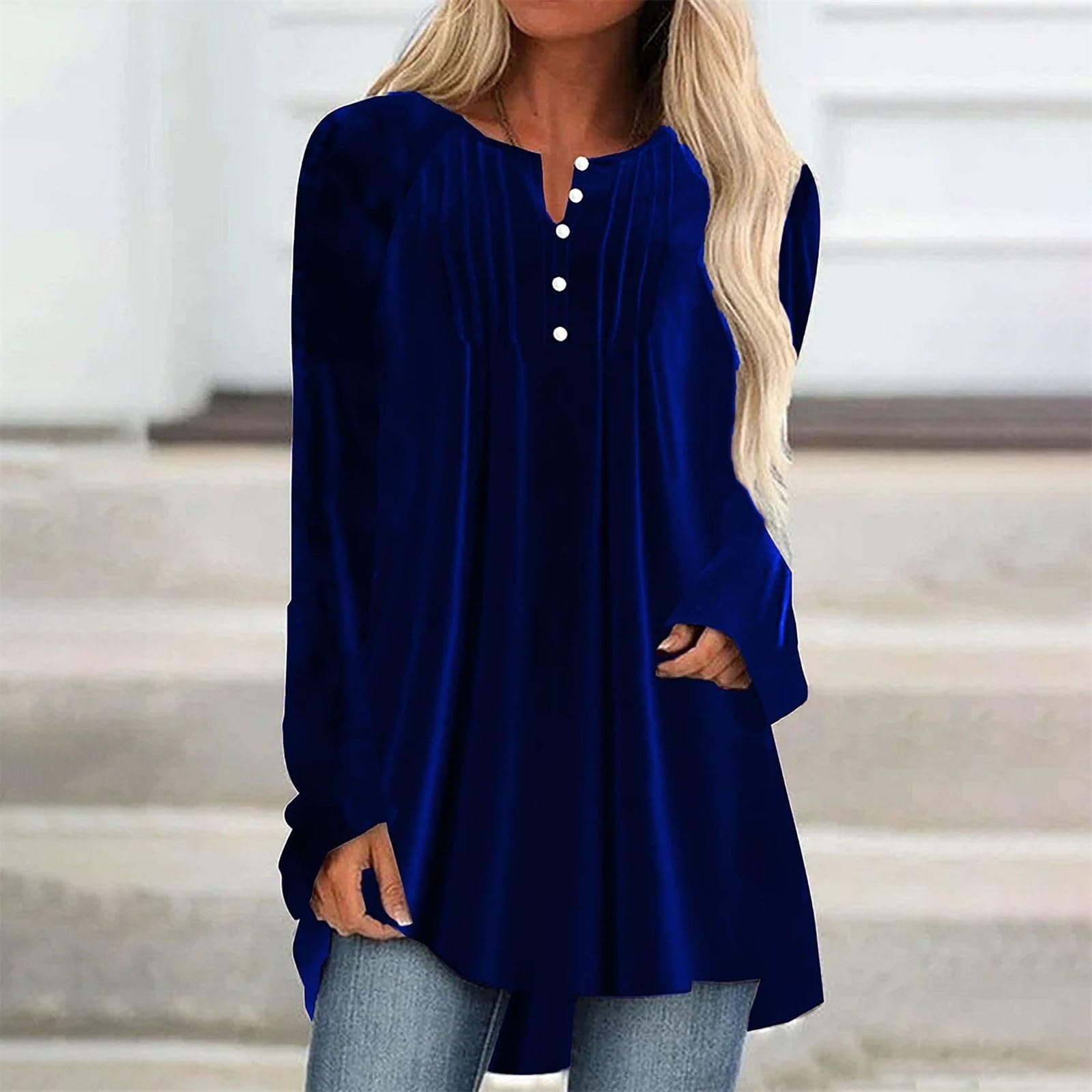 DAFPZW Velvet Tunic for Women Long Sleeve Shirts Vintage Velour Blouse ...