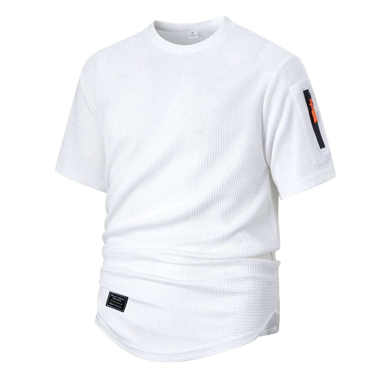 DAFPZW Waffleknit Shirts for Men Short Sleeve Pullover Crewneck Ribbed ...