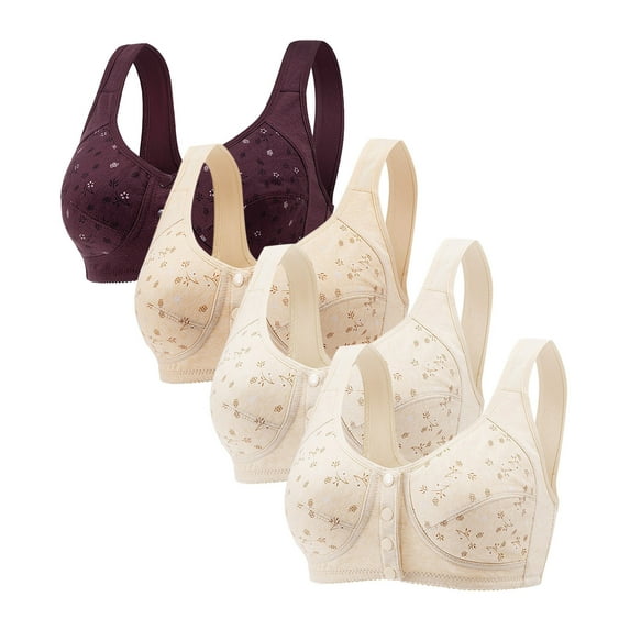 DAFPZW Wireless Front Closure Bra for Women Daisy Comfort Push Up Bras ...