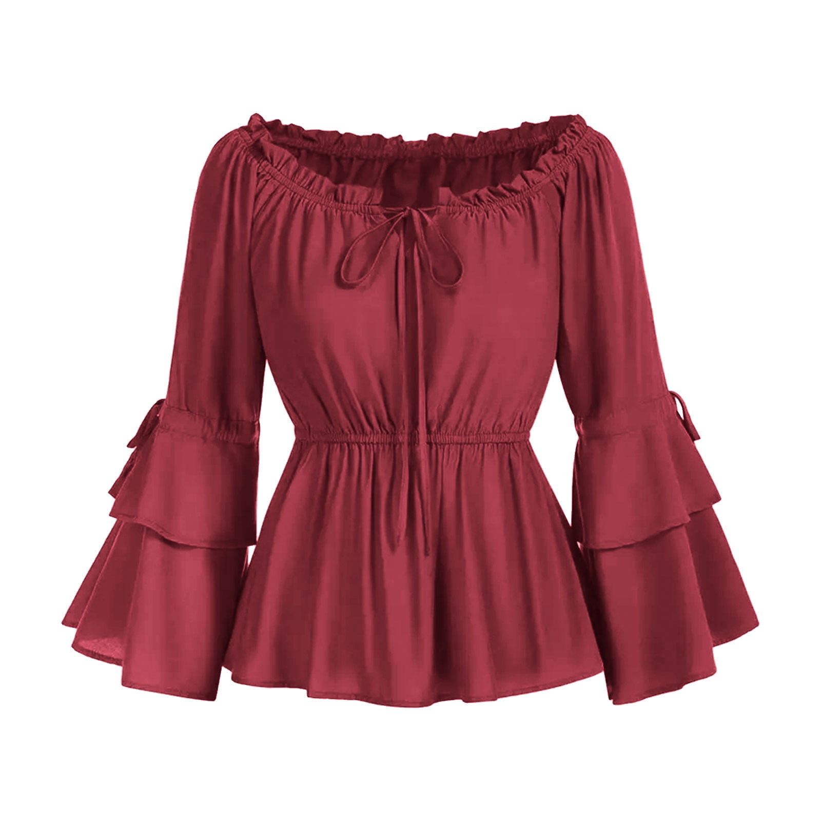 DAFPZW Women Renaissance Blouse Off Shoulder Peasant Blouses Bell ...