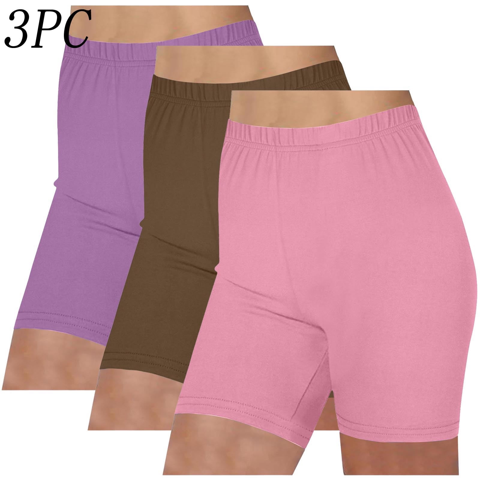 DAFPZW Women's 3 Pack Soft Yoga Bike Shorts Basic Solid Comfy Elastic Waist Leggings Stretch ...
