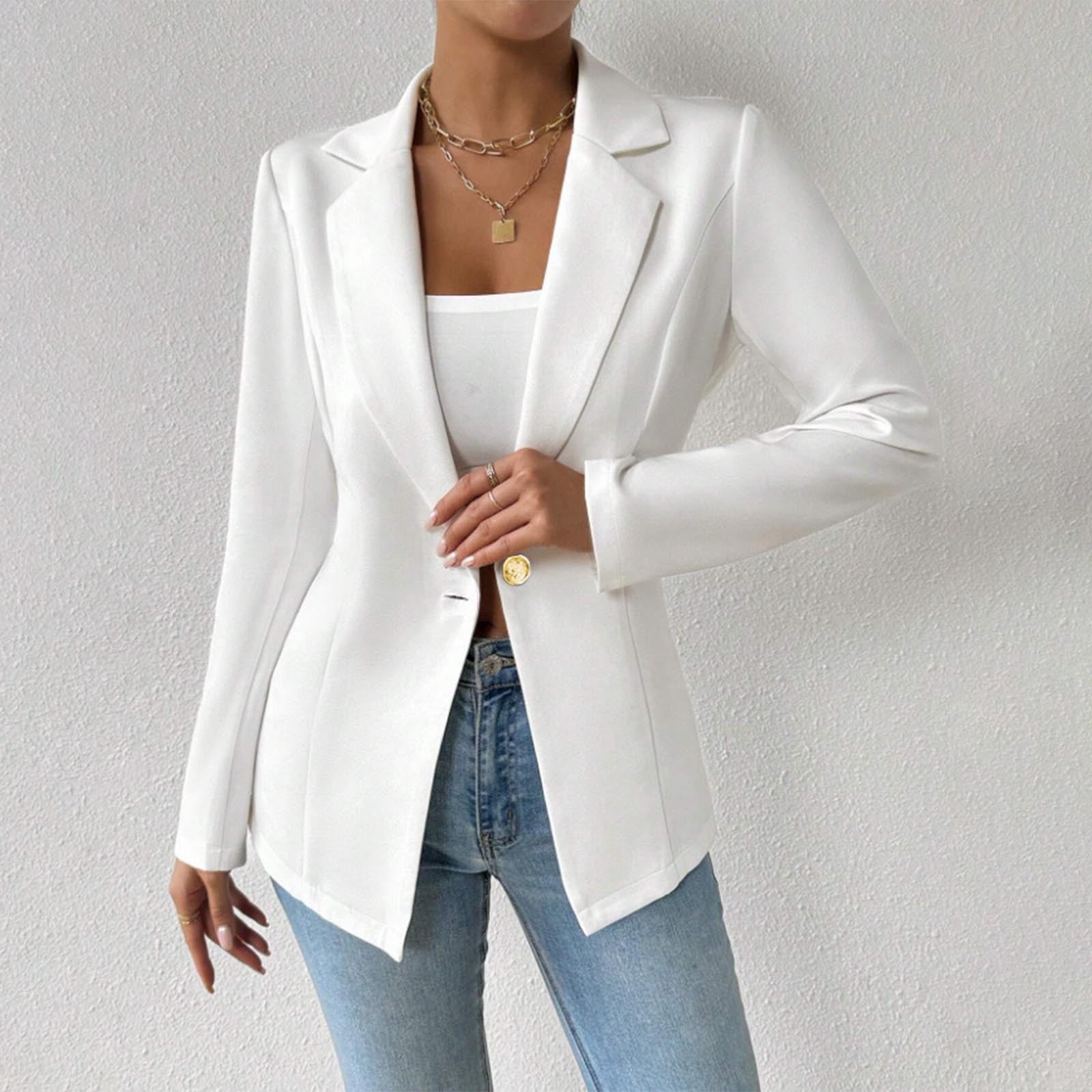 DAFPZW Women's Blazer Casual Long Sleeve Button Front Blazers Business ...