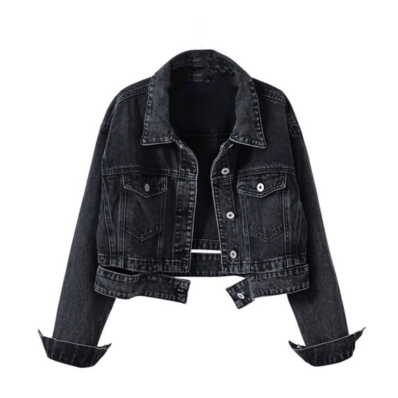 DAFPZW Women's Cropped Denim Jacket Distressed Button-Down Jean Jacket ...