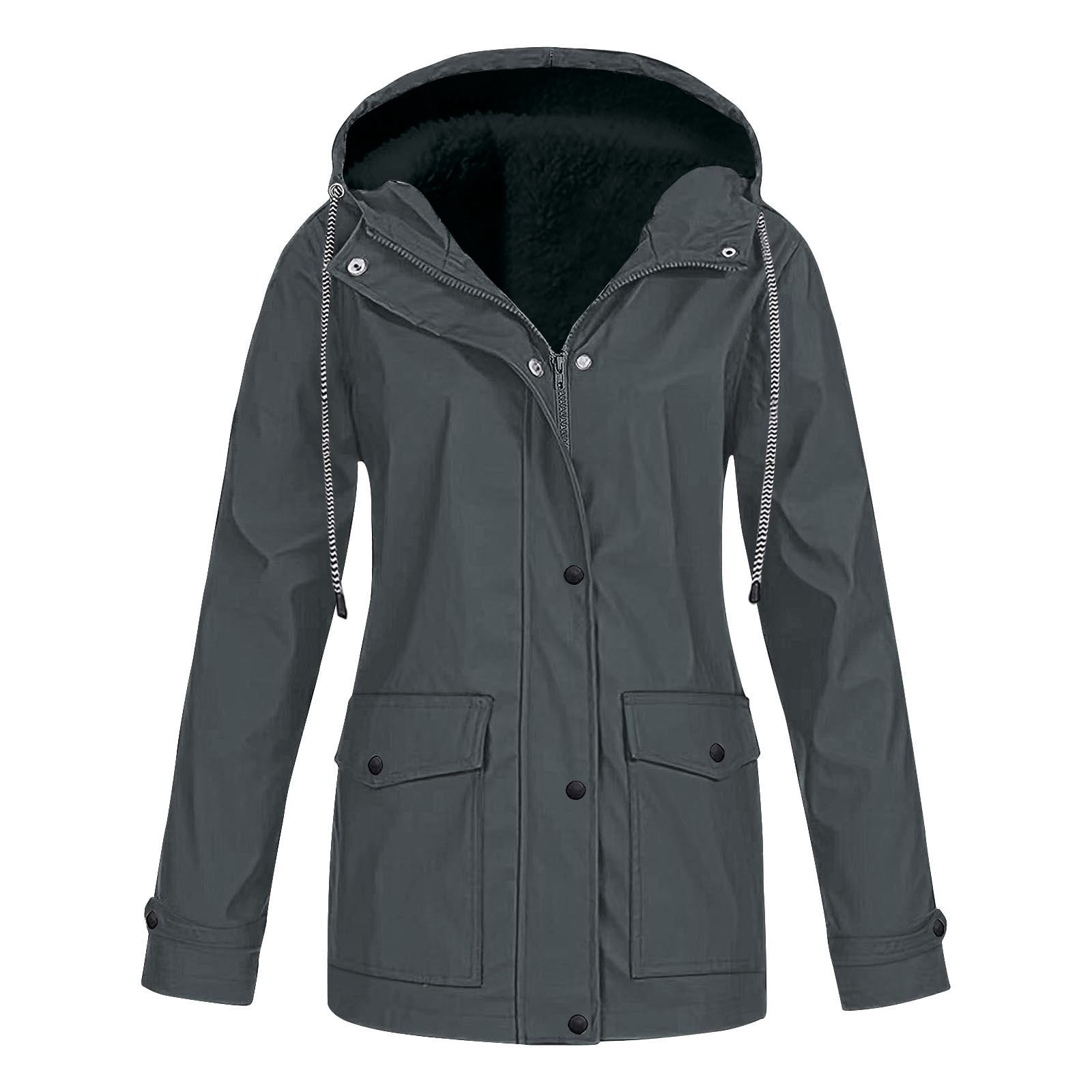 DAFPZW Women's Fleece Lined Windproof Jacket Plus Size Winter Warm Snow ...