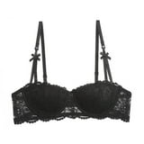 DAFPZW Women's Floral Lace Unlined Balconette Demi-Cup Underwire Sheer ...
