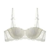 DAFPZW Women's Floral Lace Unlined Balconette Demi-Cup Underwire Sheer ...
