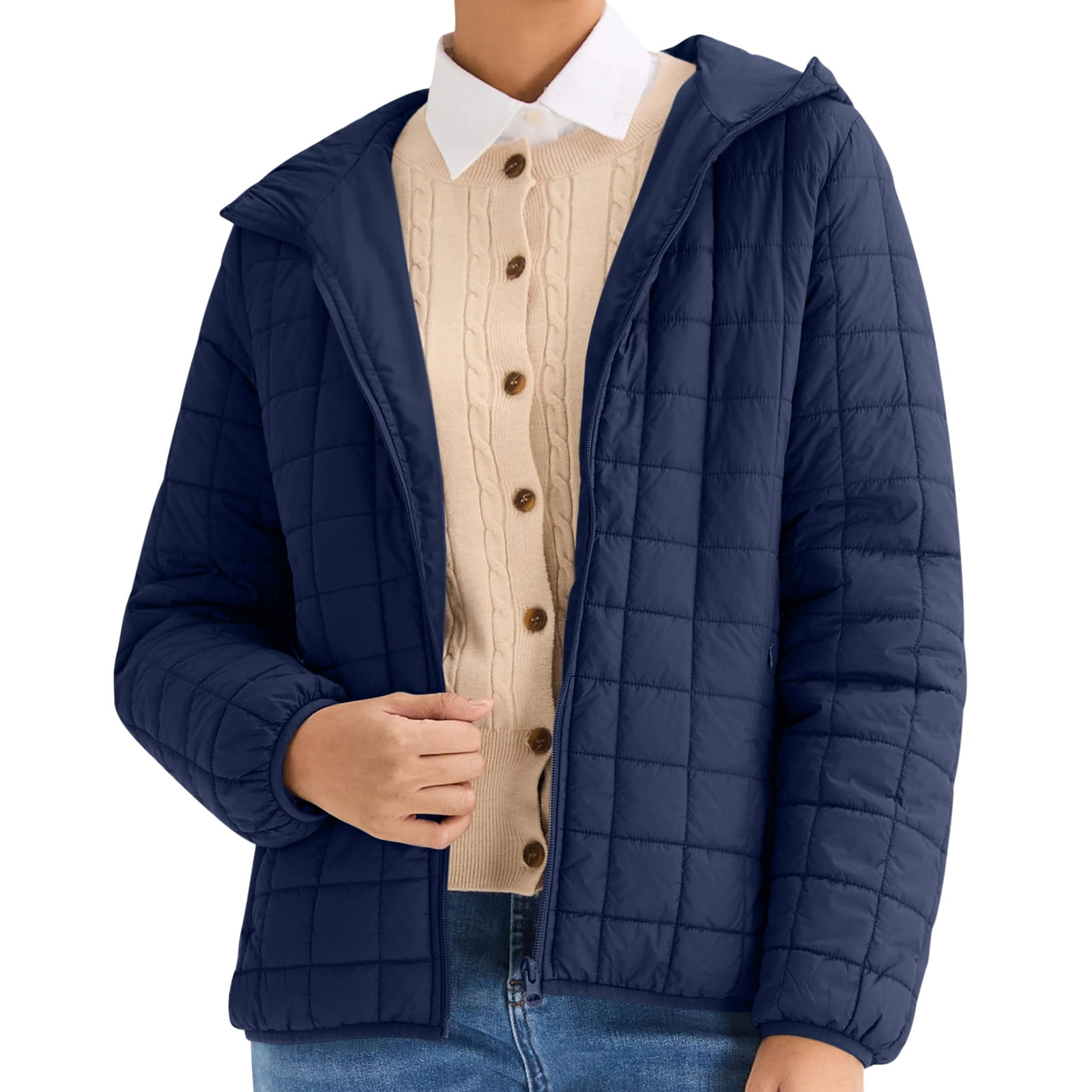 DAFPZW Women's Hooded Quilted Jacket Fashion Winter Coat Business ...