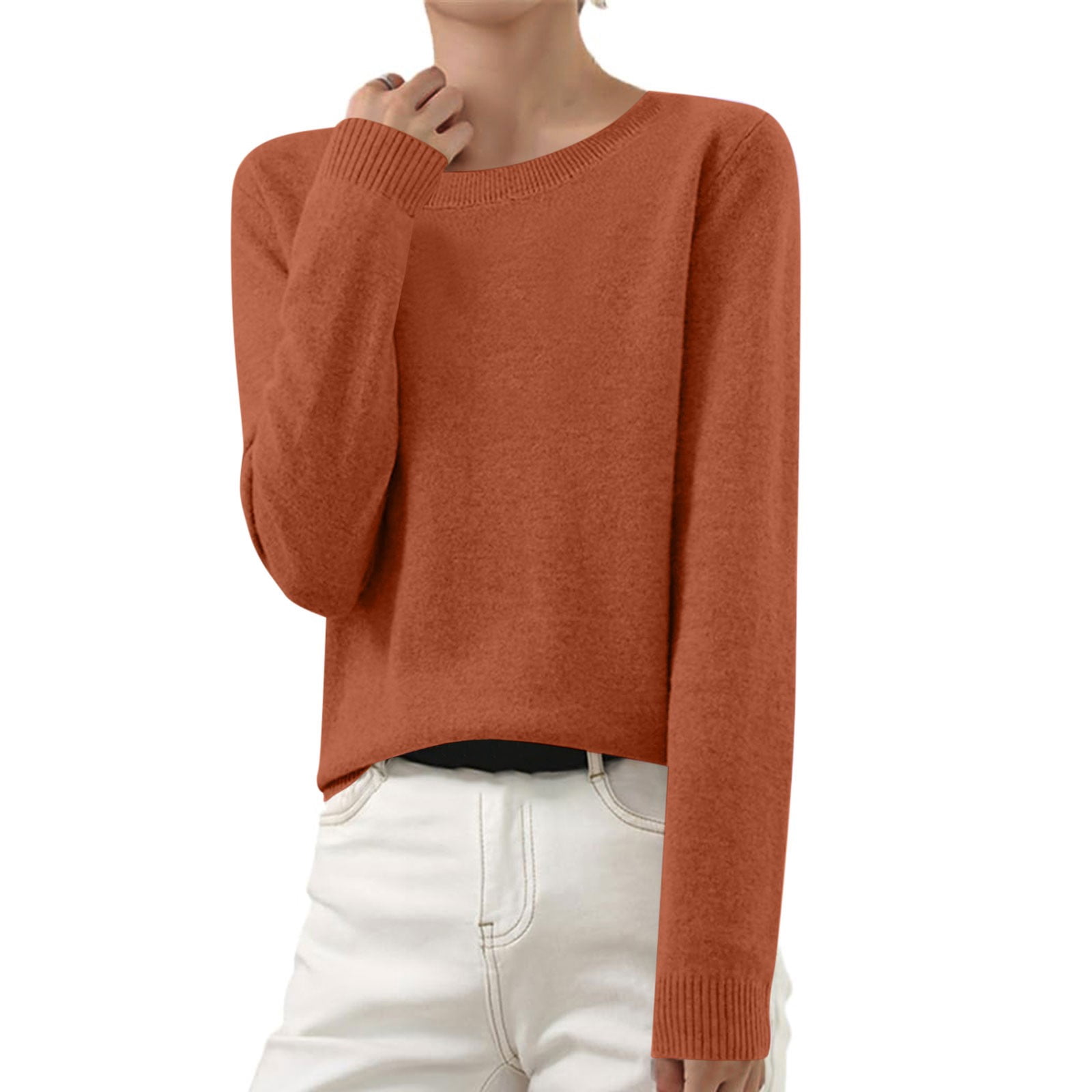 DAFPZW Women's Lightweight T Shirts Slim Fit Long Sleeve Round Neck ...