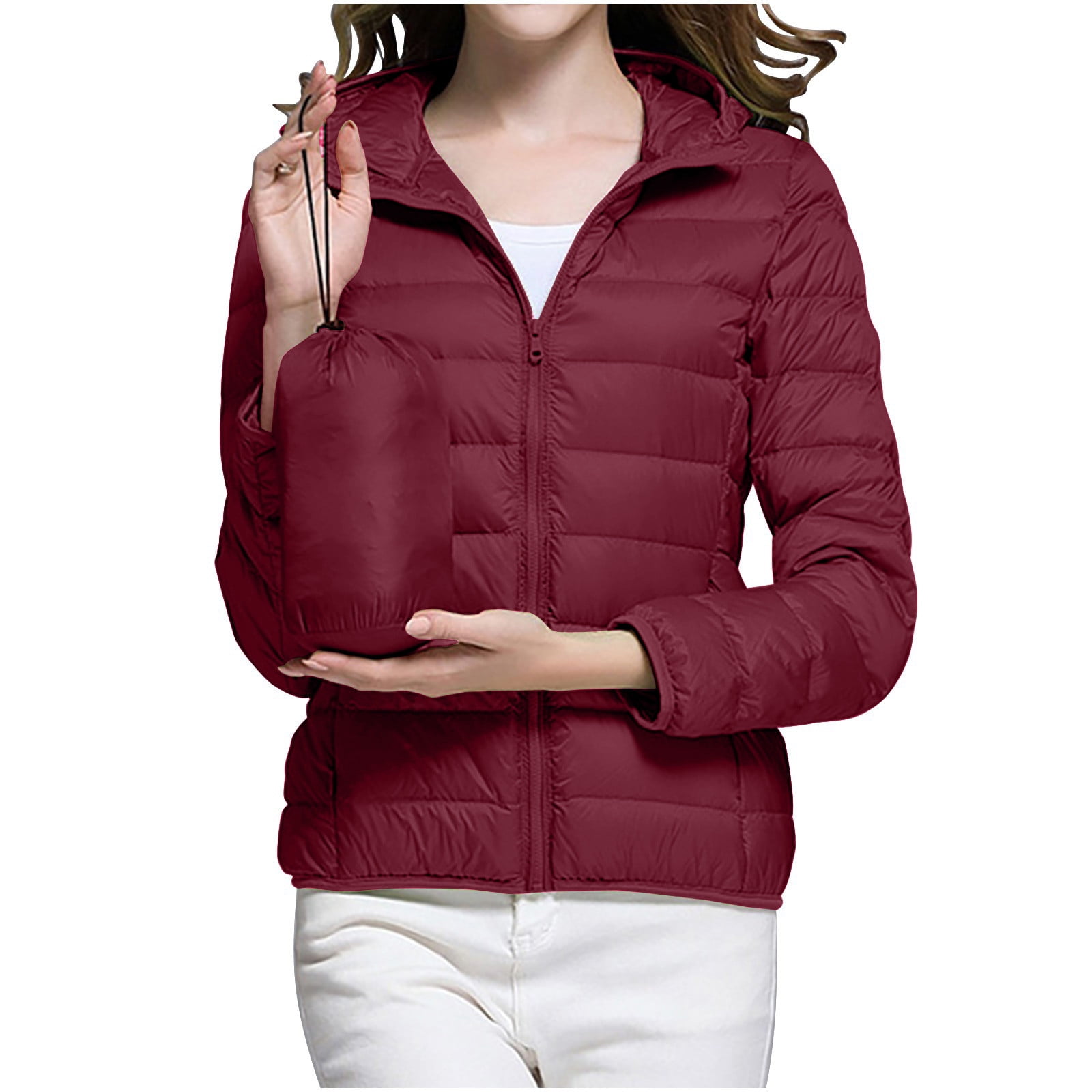 DAFPZW Women's Quilted Down Jacket Lightweight Puffer Jacket Hooded ...