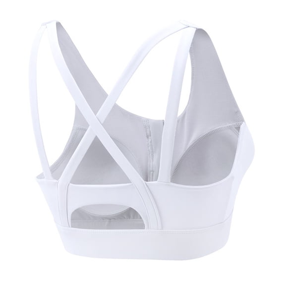 DAFPZW Women's Sports Bra Front Zip Supportive Open Back Design ...