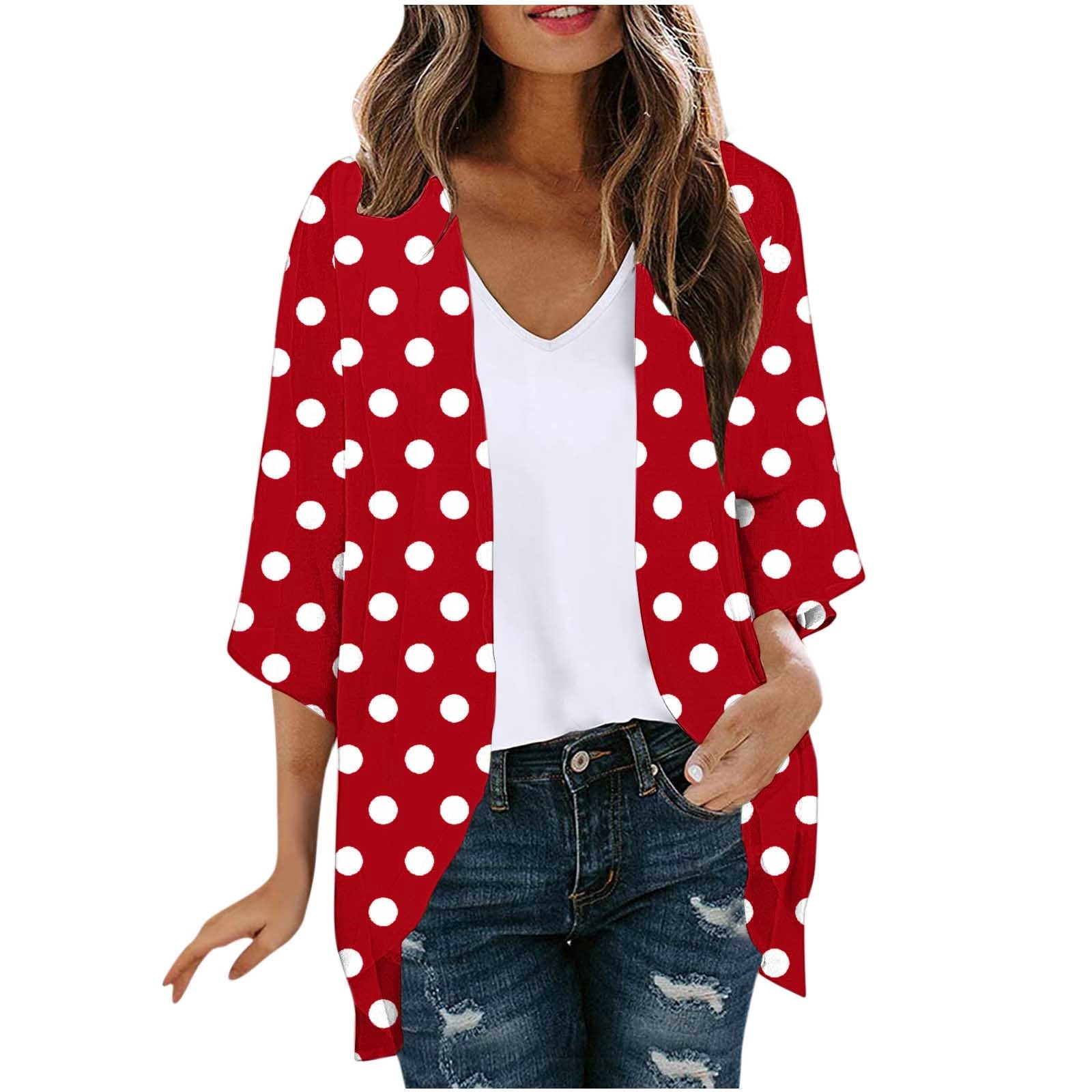 DAFPZW Women's Summer Beach Boho Chiffon Kimono Cardigans 3/4 Sleeve ...