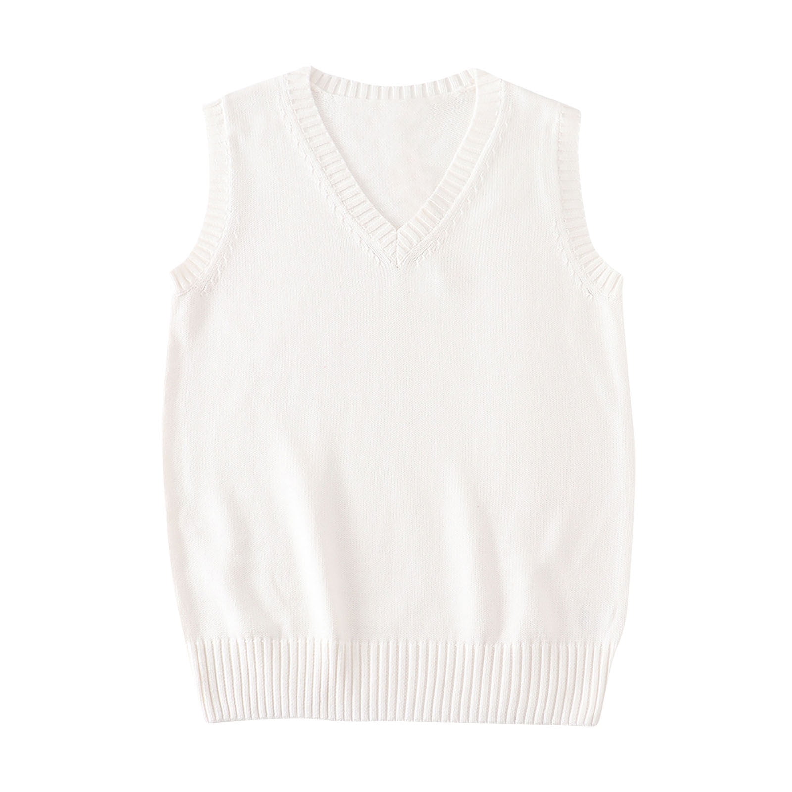 DAFPZW Women’s Sweater Vest V Neck JK Uniform Kint Vests Solid Classic ...