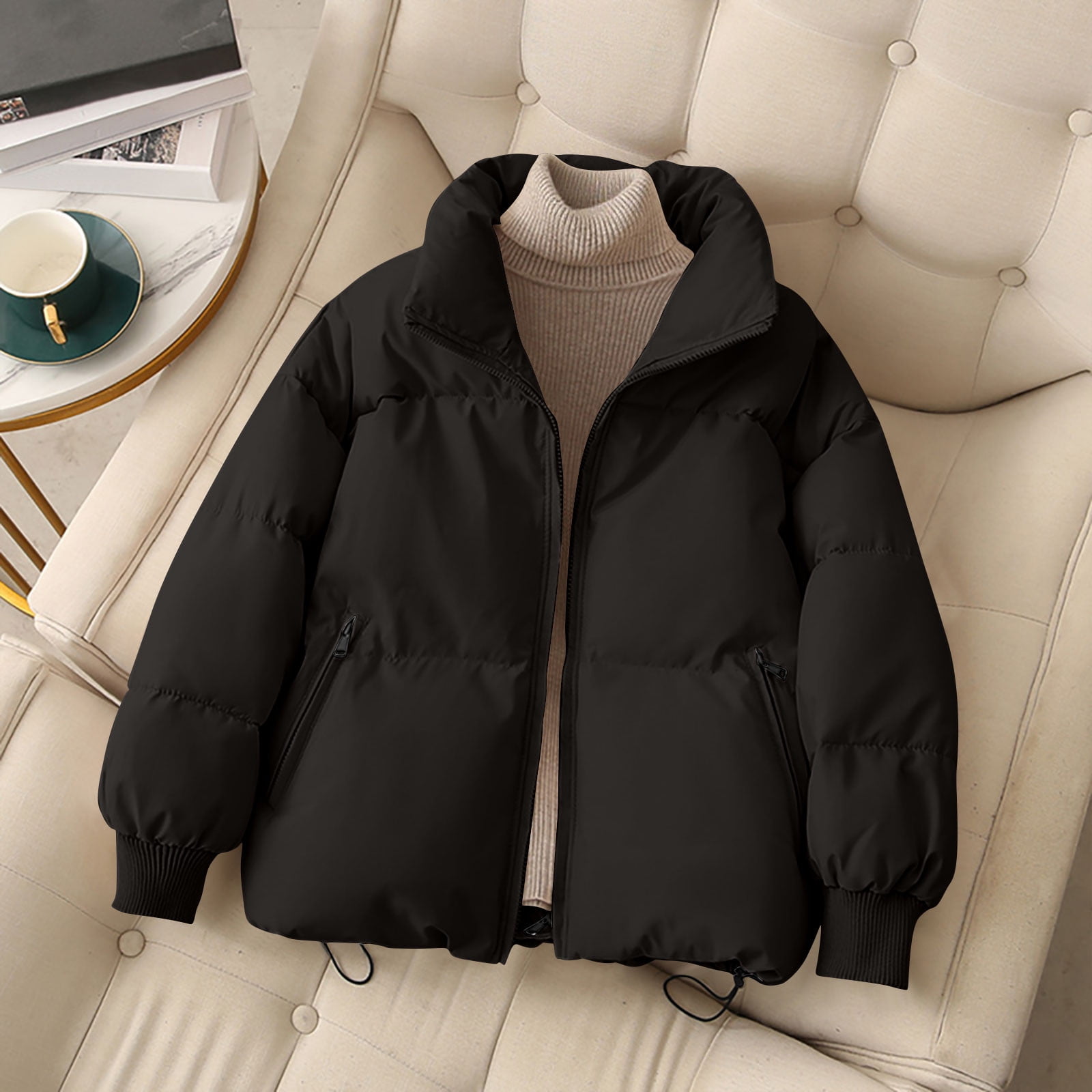 DAFPZW Women's Winter Thicken Puffer Jackets Warm Casual Coat Stand ...