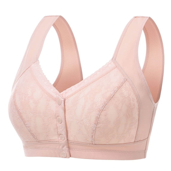 DAFPZW Women's Wireless Bra with Front Button Closure Wide Straps ...