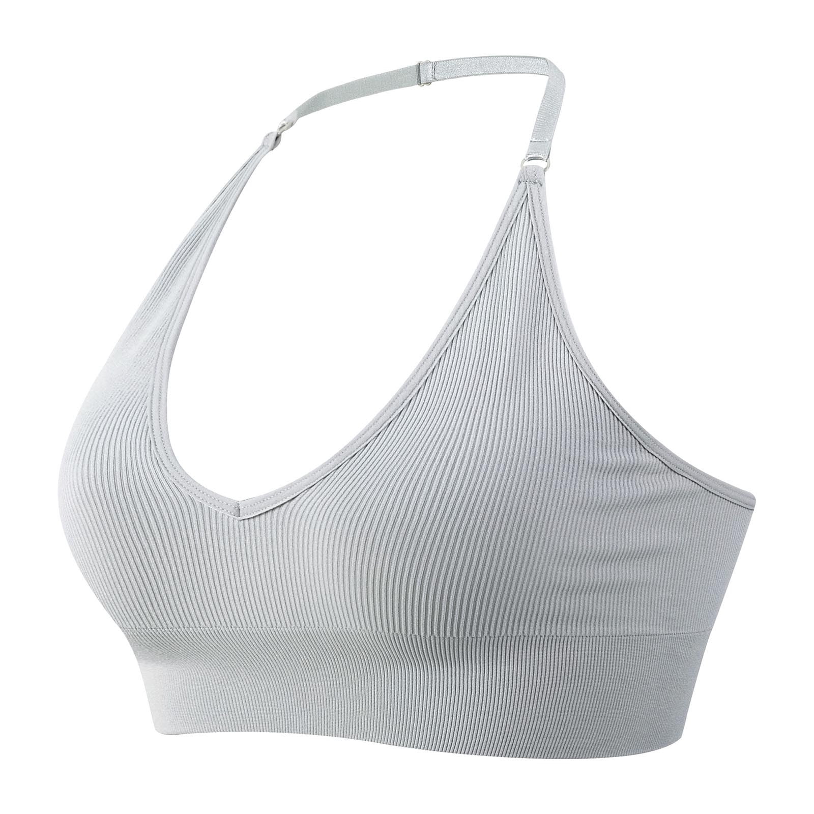 DAFPZW Womens Deep V-Neck Longline Sports Bra, Strappy Padded Cups ...
