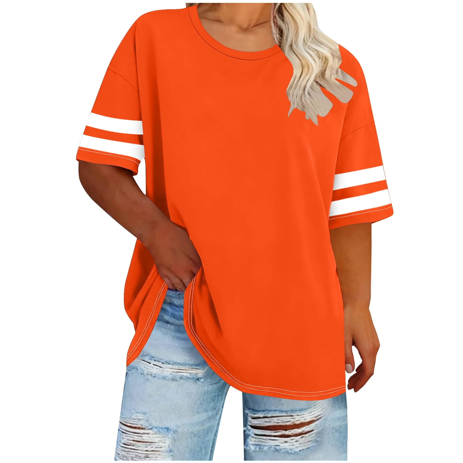 DAFPZW Womens Oversized T-Shirts Loose Fit Short Sleeve Tees Crew Neck ...