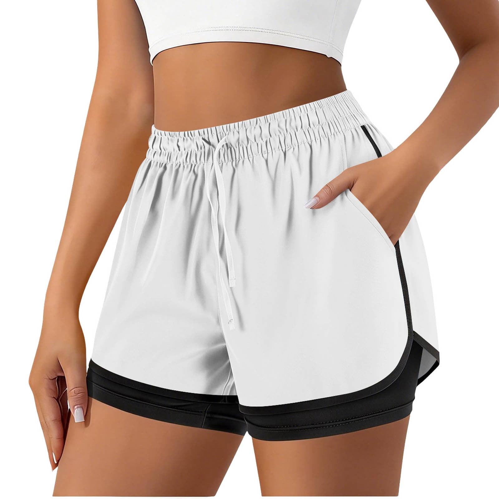 DAFPZW Womens Running Shorts with Biker Liner Athletic Gym Shorts High ...