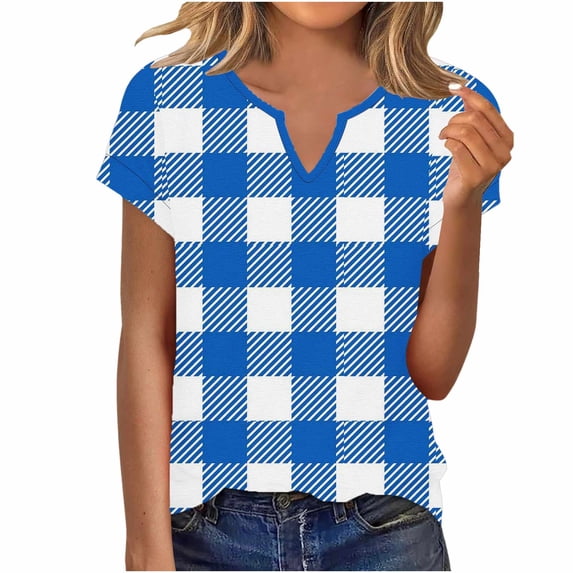 DAFPZW Womens Shirts Dressy Short Sleeve V-Neck Flowy Boho Tops Fashion ...