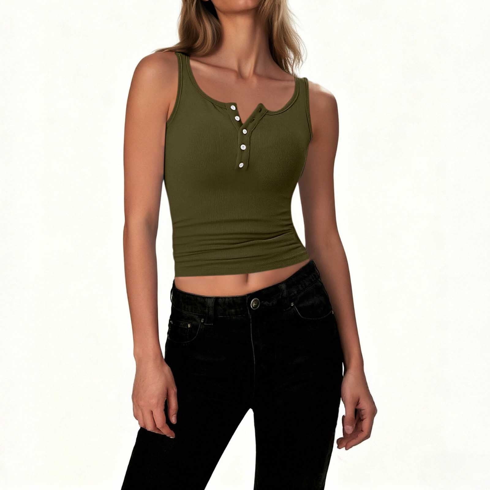 DAFPZW Womens Summer Tank Tops Ribbed Knit Slim Fit Sleeveless Shirts ...