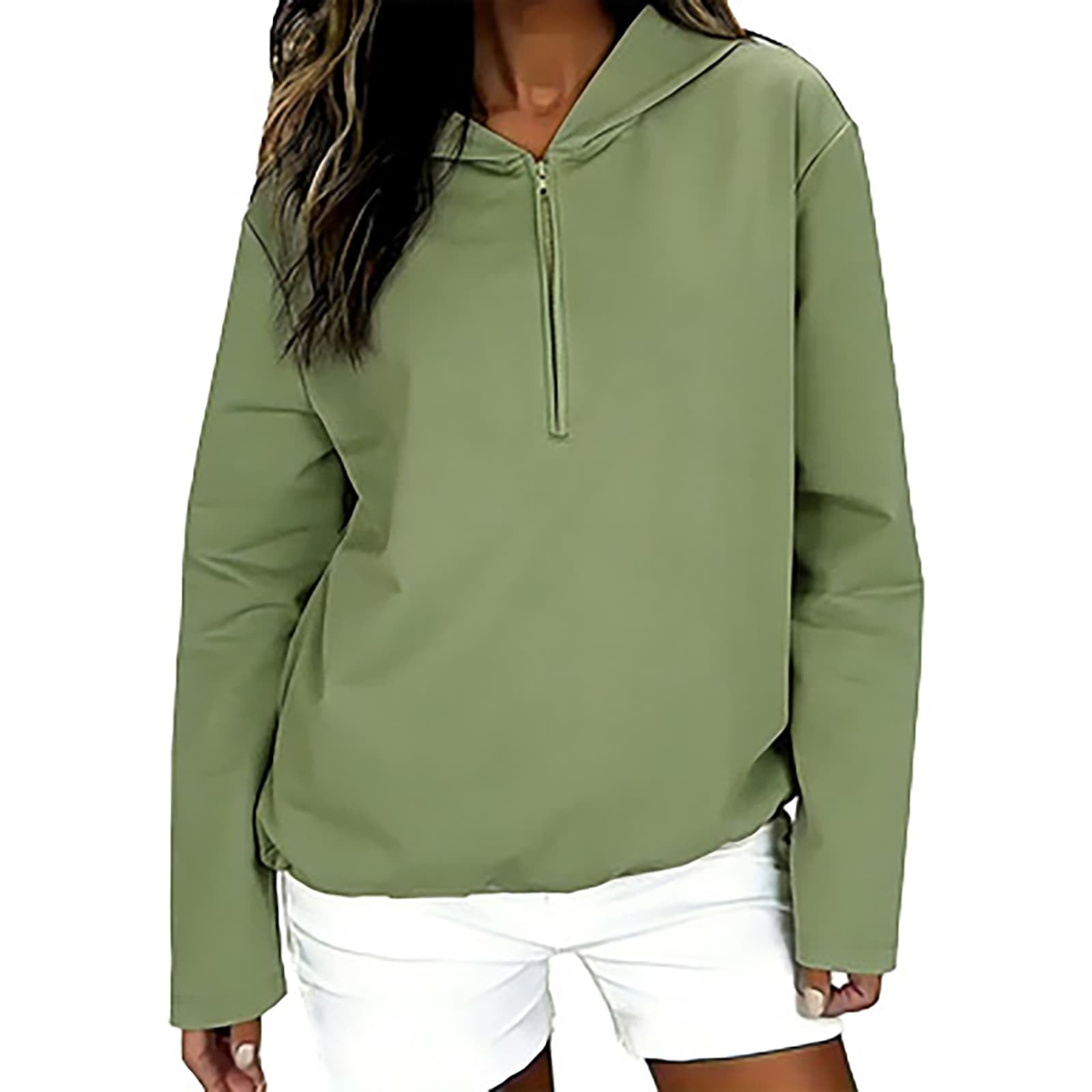 DAFPZW Womens Sweatshirts Hoodies Spring Fashion Clothes Half Zip ...