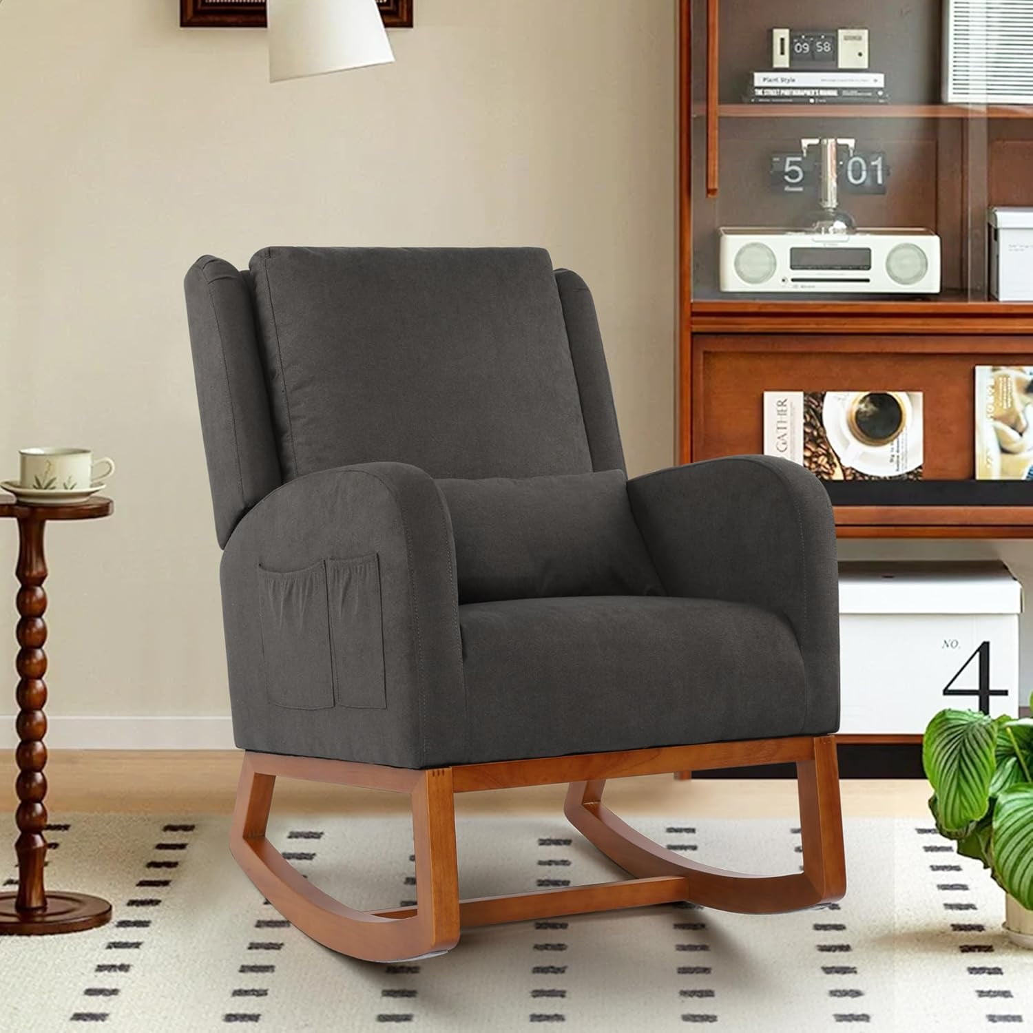 DAGONHIL Nursery Rocking Chair, Glider Chair High Back Armchair with ...