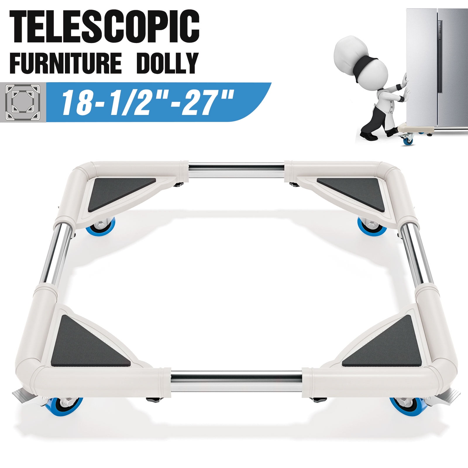 DAILYLIFE Heavy Duty Adjustable Furniture Dolly with 4 Locking Caster ...