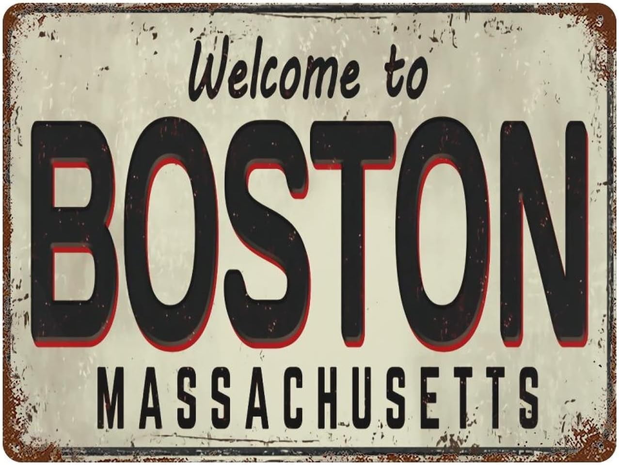 DAIWUGOU Wall Decor Tin Sign Welcome to boston vintage Iron Painting ...
