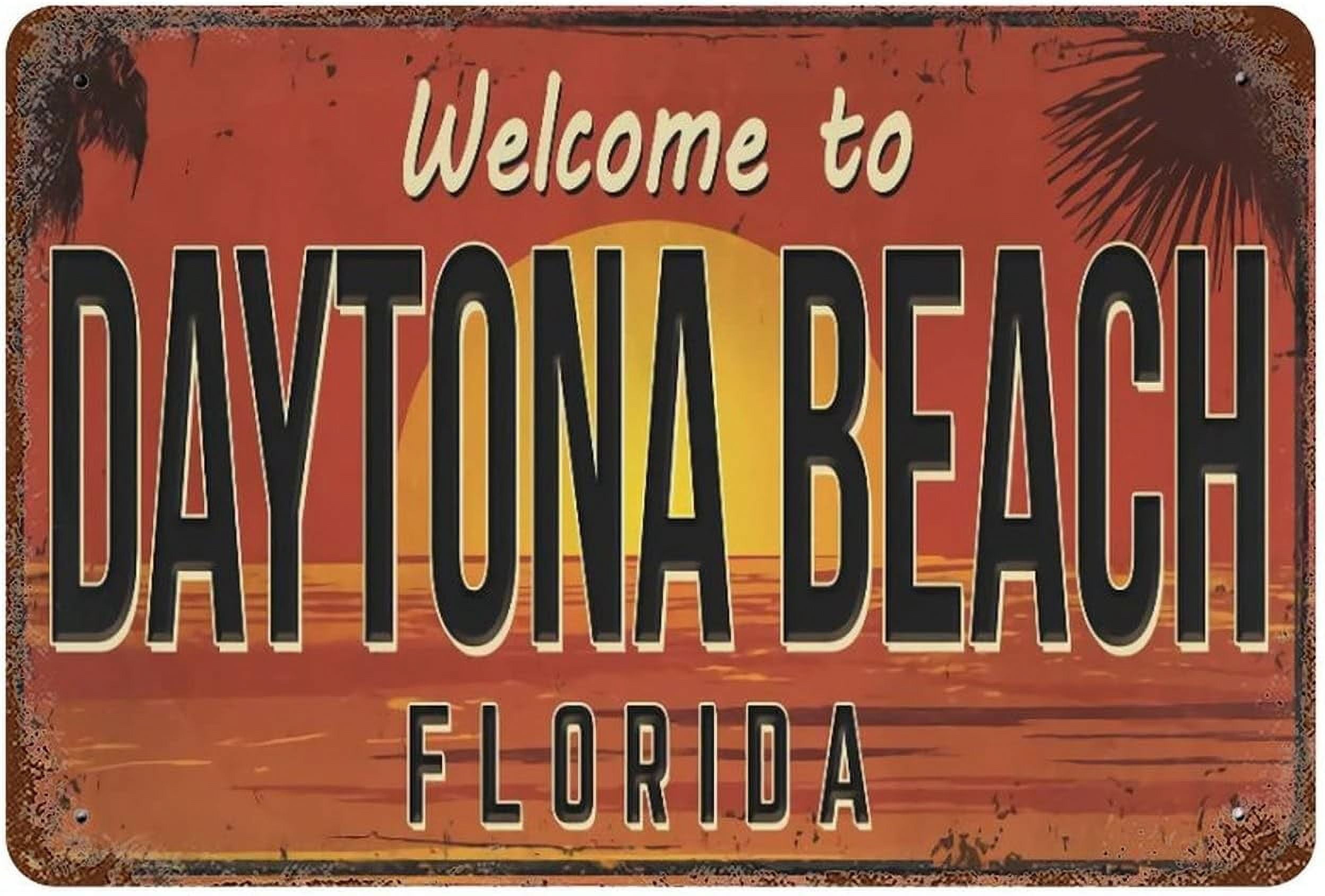 DAIWUGOU Wall Decor Tin Sign Welcome to daytona beach vintage Iron ...