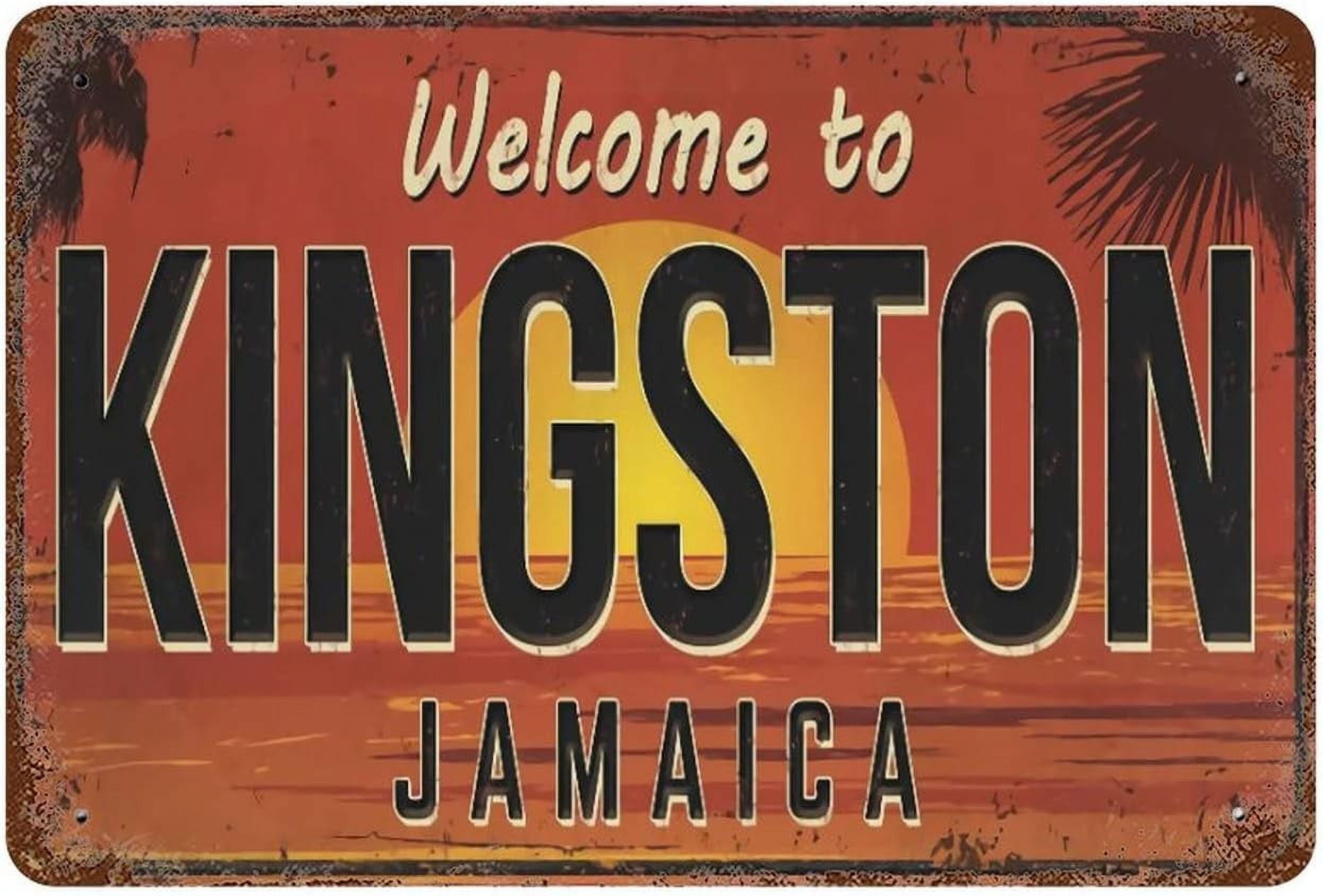 DAIWUGOU Wall Decor Tin Sign Welcome to kingston retro Jamaica Iron ...