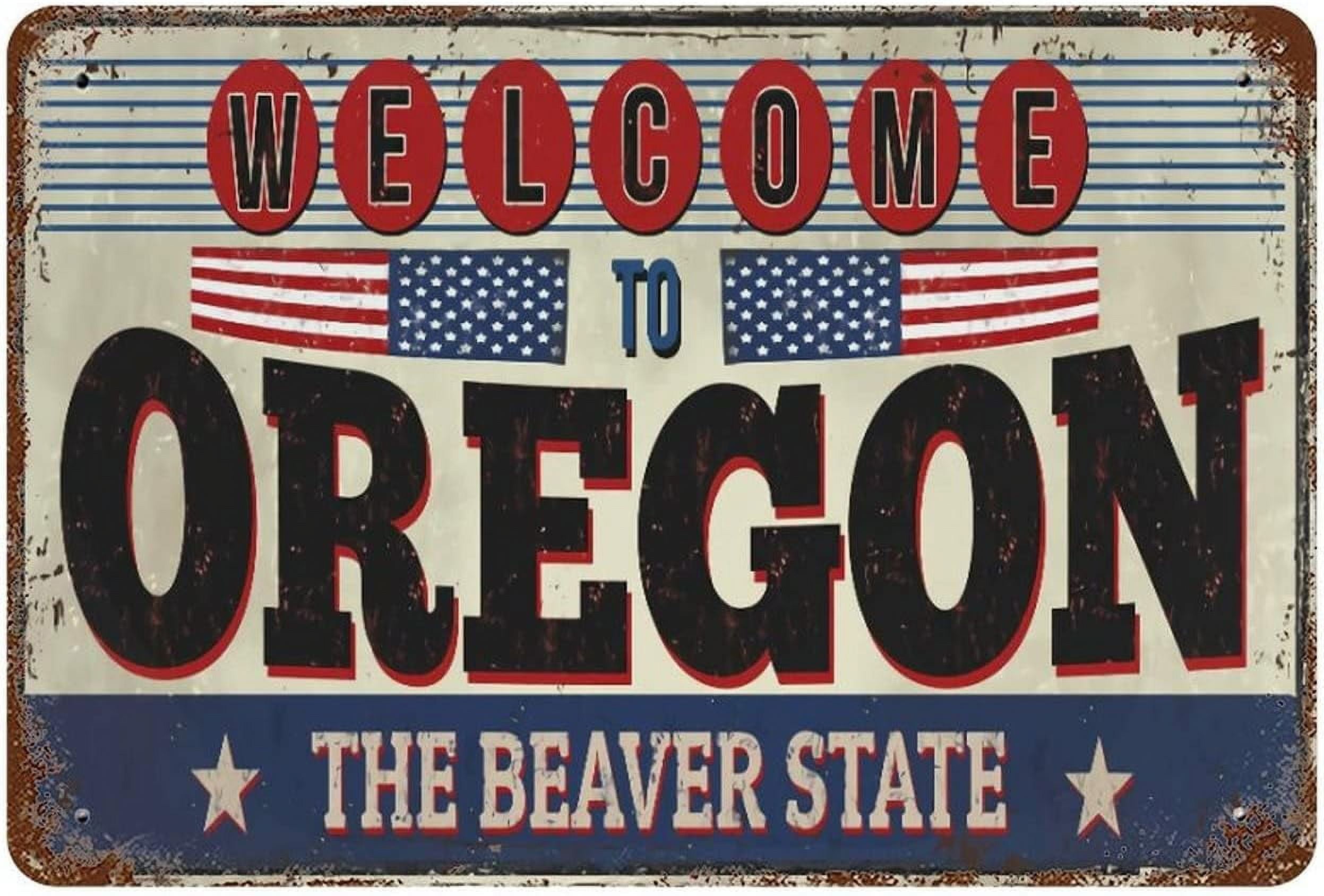 DAIWUGOU Wall Decor Tin Sign Welcome to oregon vintage Iron Painting ...