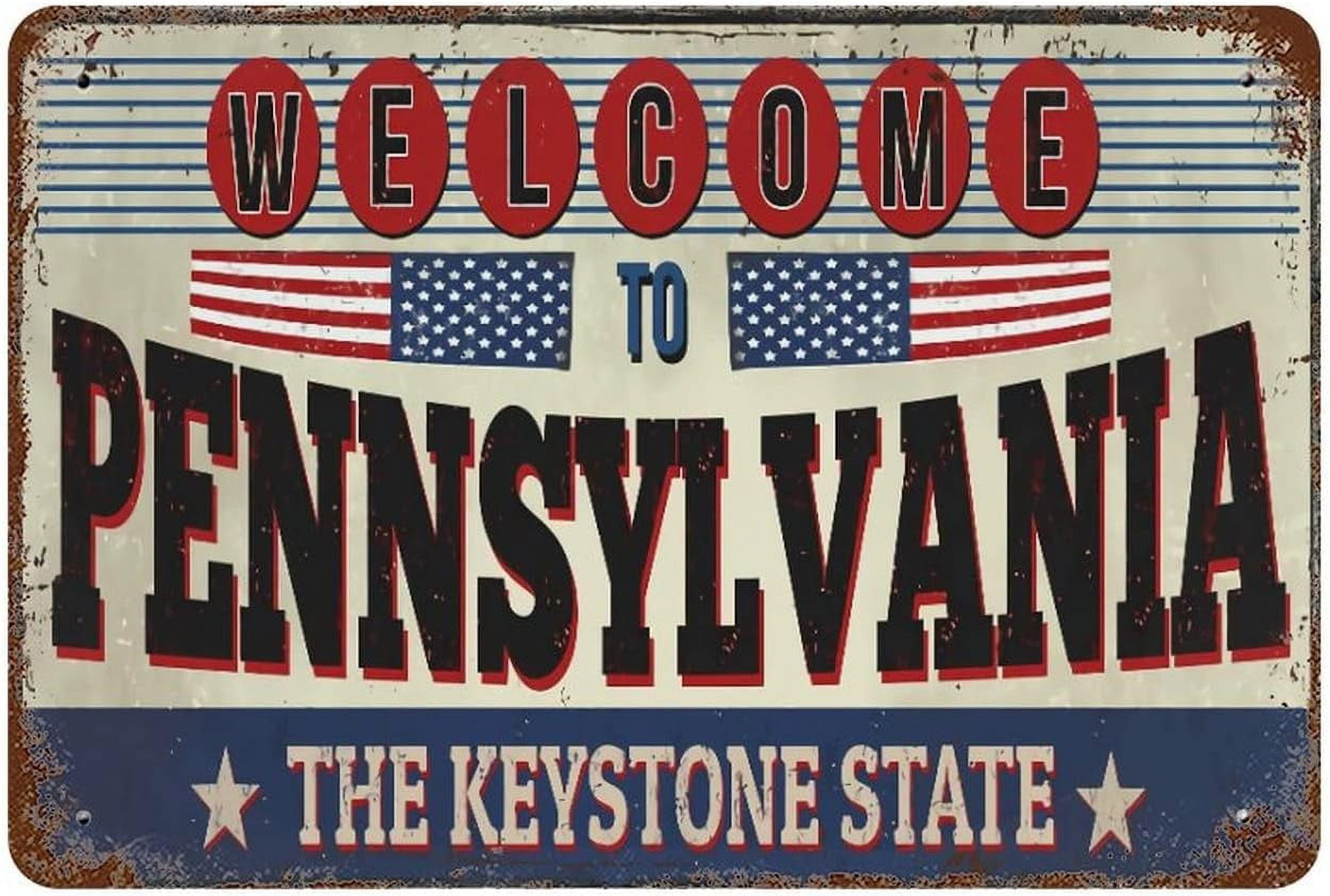 DAIWUGOU Wall Decor Tin Sign Welcome to pennsylvania vintage Iron ...