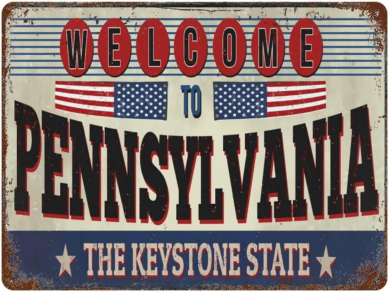 DAIWUGOU Wall Decor Tin Sign Welcome to pennsylvania vintage Iron ...