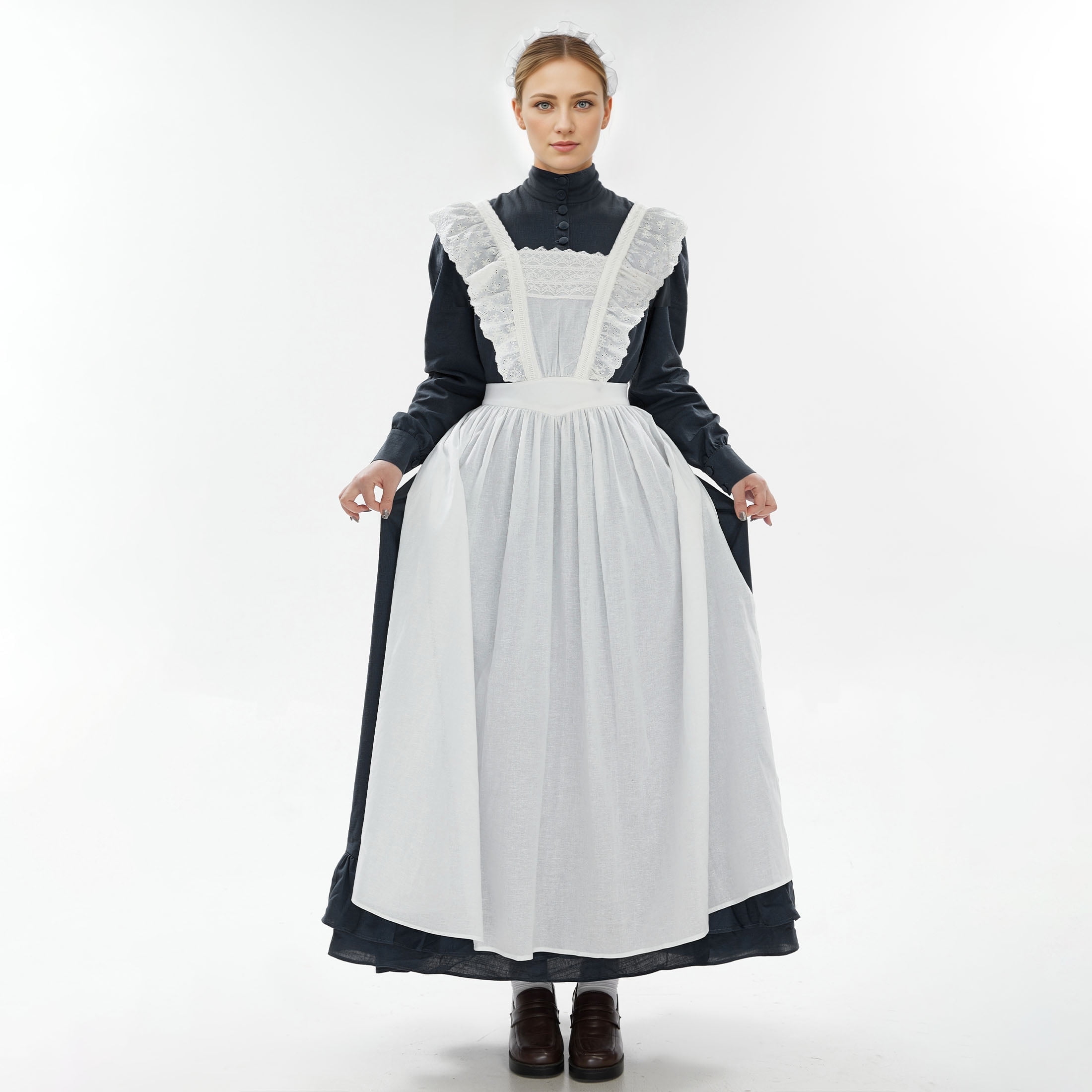 DAIZBELLA Medieval Renaissance Retro Apron with Ruffle Head Accessory ...