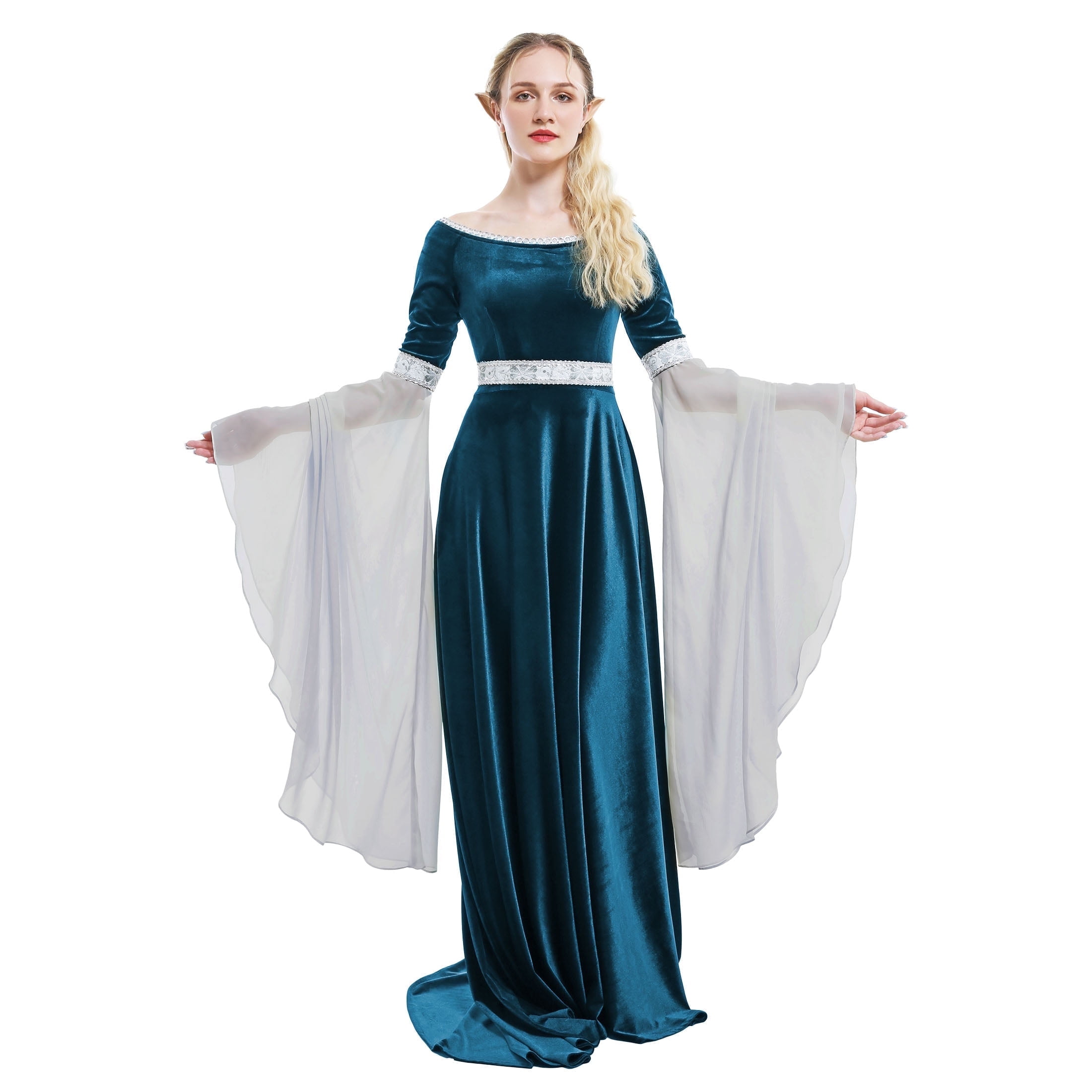 DAIZBELLA Renaissance Medieval Dress for Women Vintage Blue Evening ...