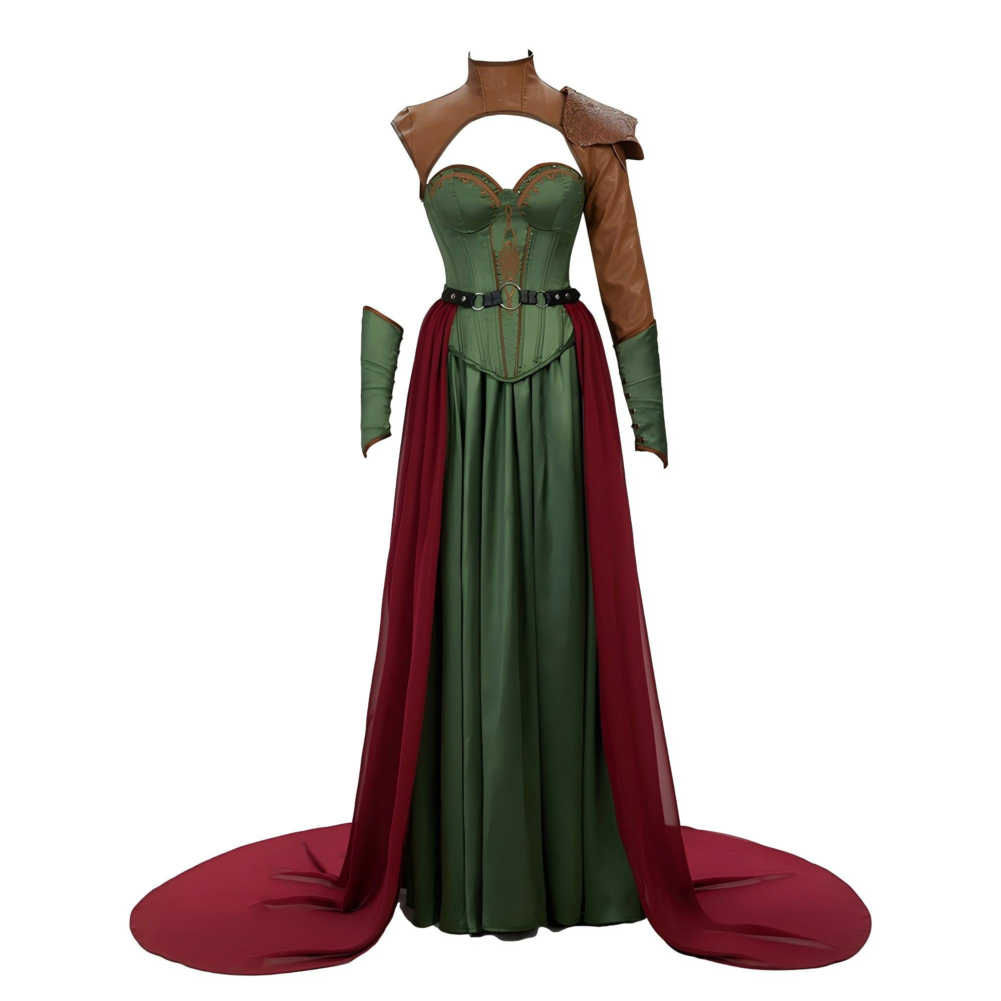 DAIZBELLA Women's Renaissance Dress Viking Medieval Outfit Corset and ...